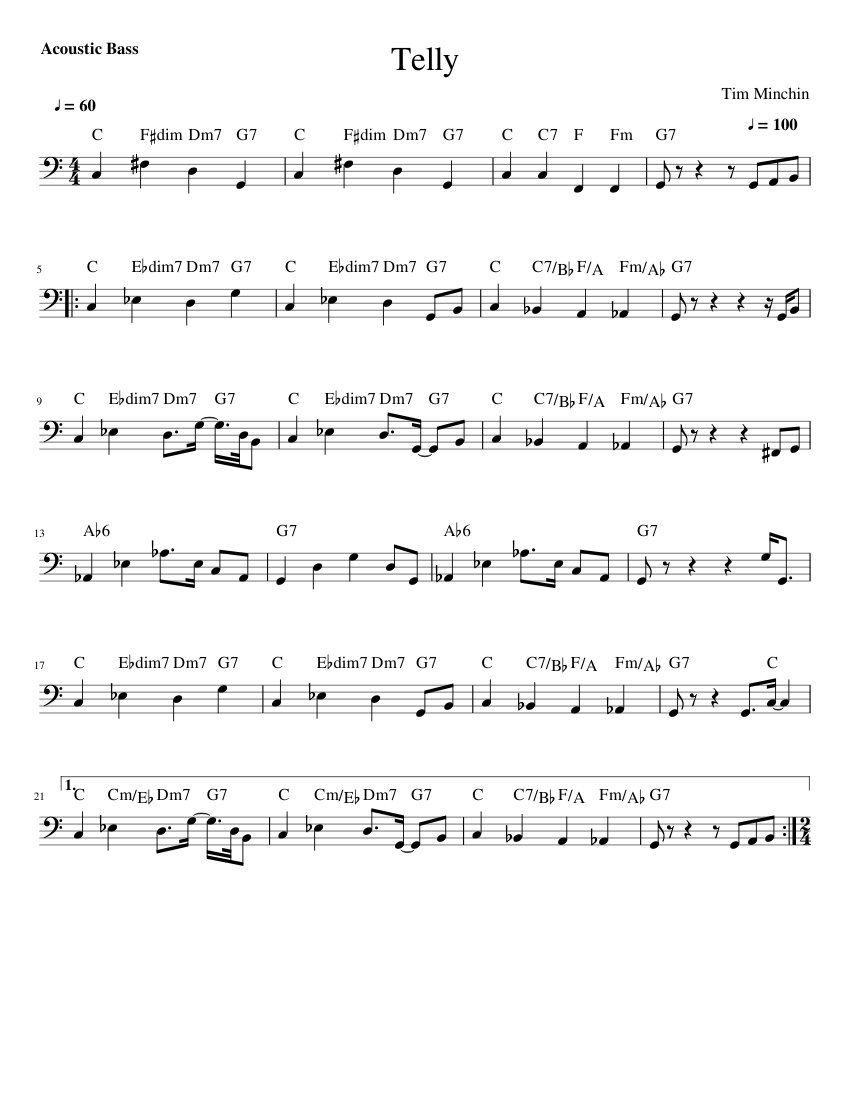 Matilda - Telly - Bass Sheet Music with Chords for Bass guitar (Solo ...