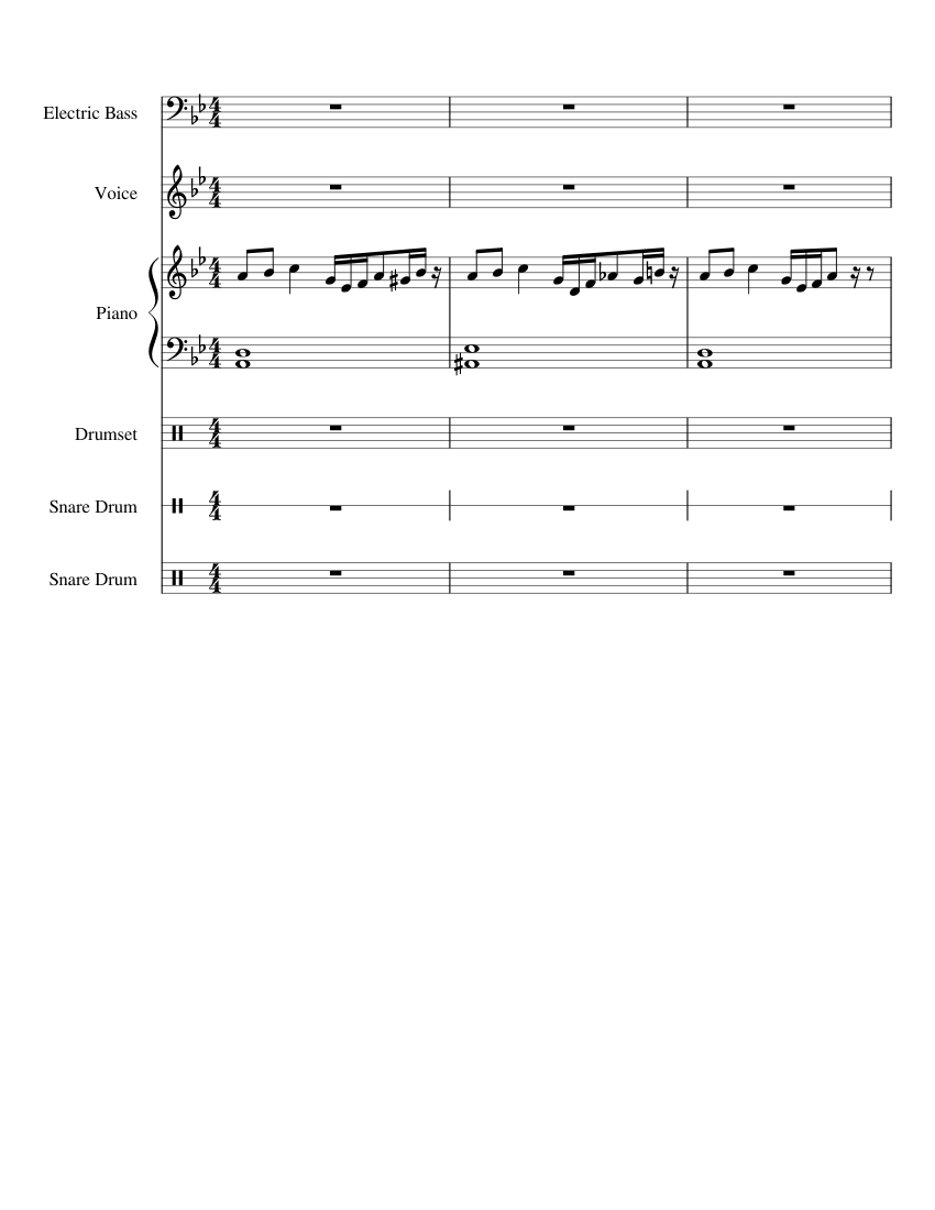 boss theme Sheet music for Piano, Vocals, Snare drum, Bass guitar ...