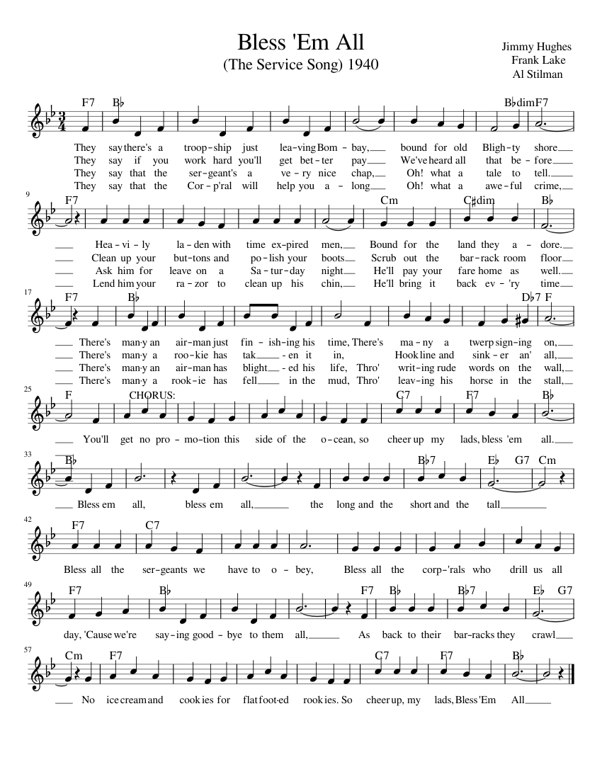 Bless 'Em All Sheet music for Piano (Solo) Easy | Musescore.com