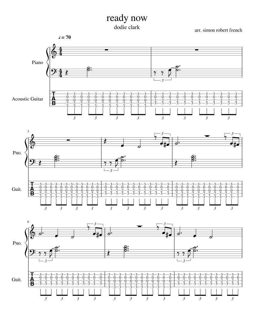 Ready Now - Dodie Sheet Music for Piano, Guitar (Mixed Duet ...