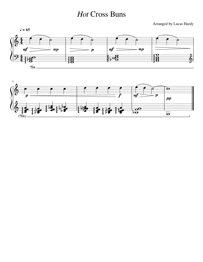 Hot Cross Buns Sheet Music for Piano (Solo) easy | MuseScore.com