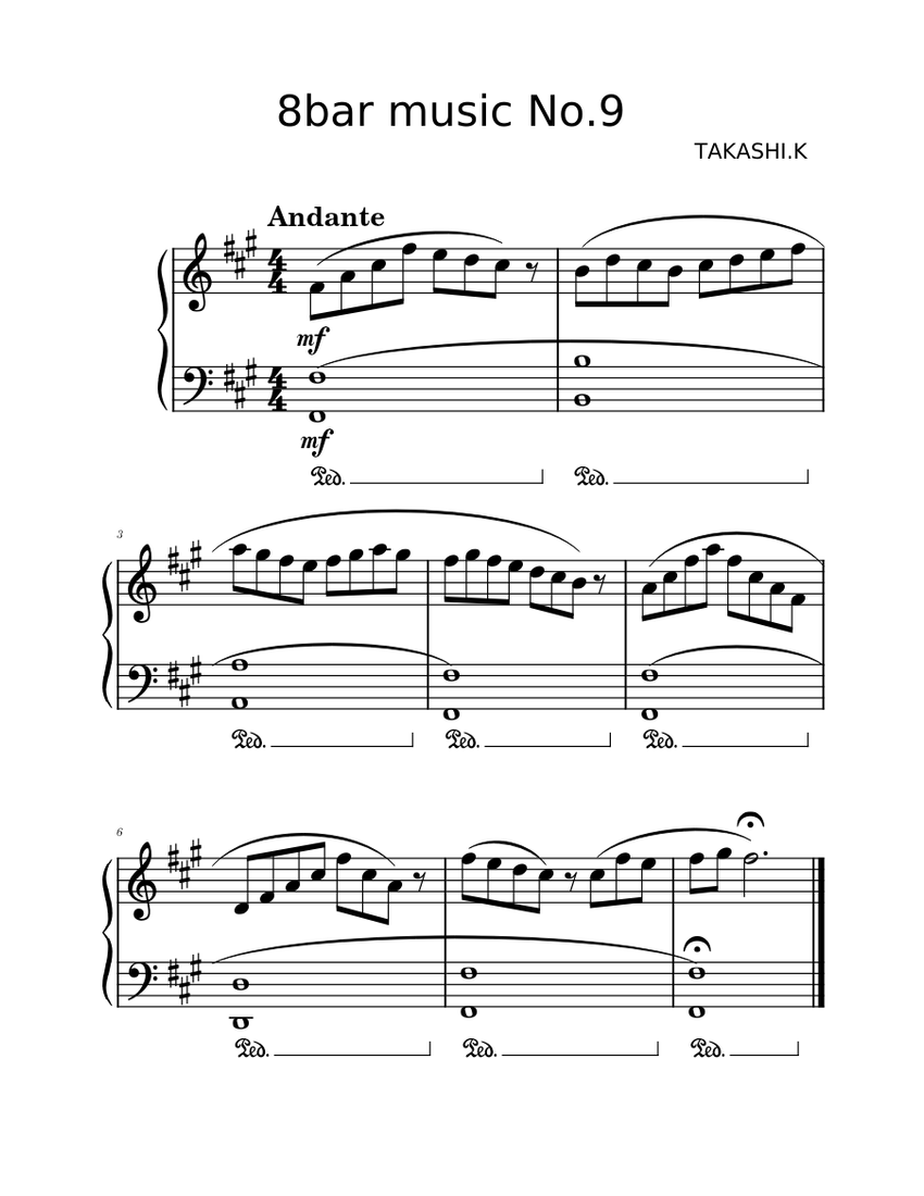 8bar music No.9 Sheet music for Piano (Solo) Easy | Musescore.com