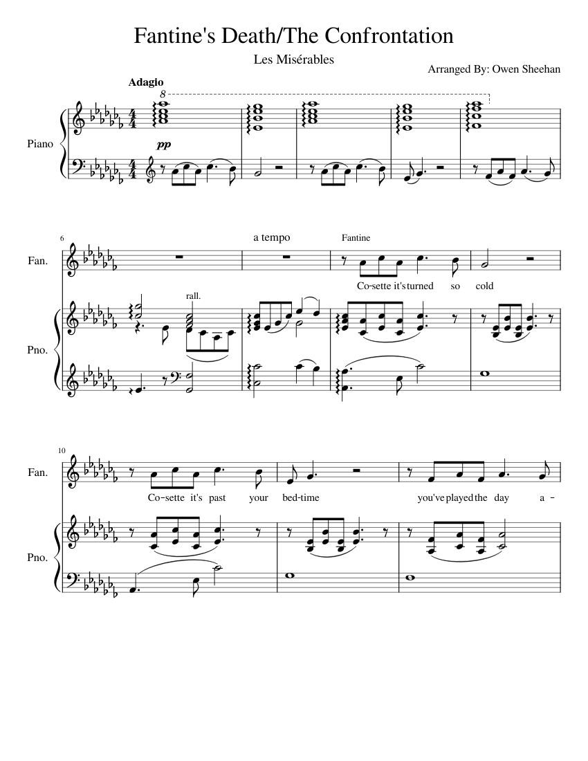 Fantine's Death/The Confrontation Sheet music for Piano, Violin, Viola ...