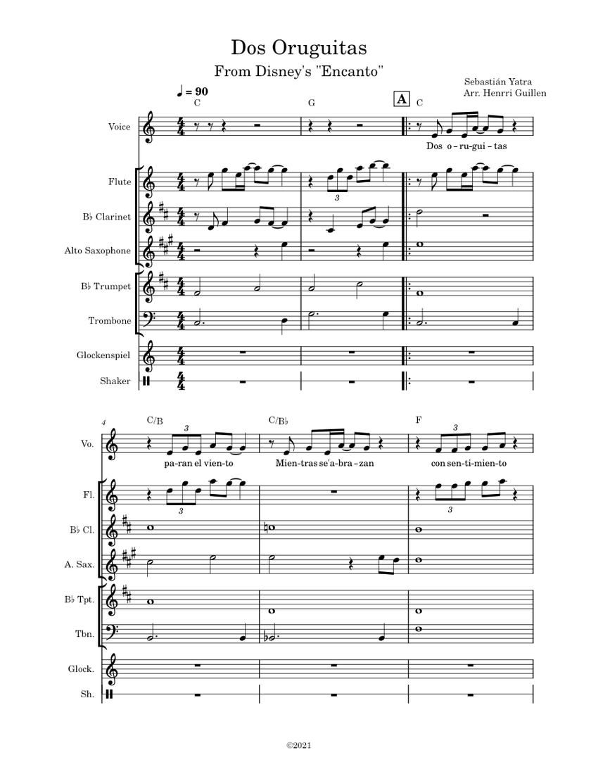 Dos Oruguitas – Sebastián Yatra Sheet Music with Chords for Trombone ...