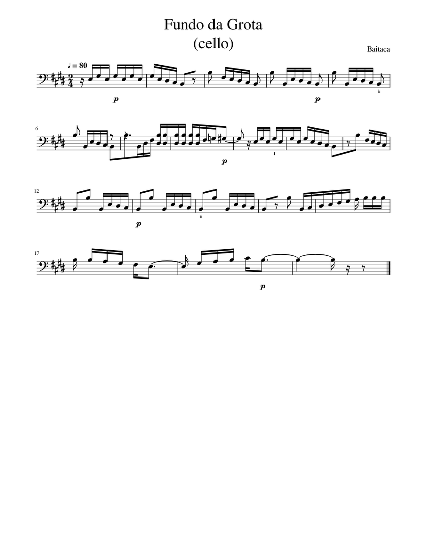 Fundo da Grota Sheet music for Cello (Solo) | Musescore.com