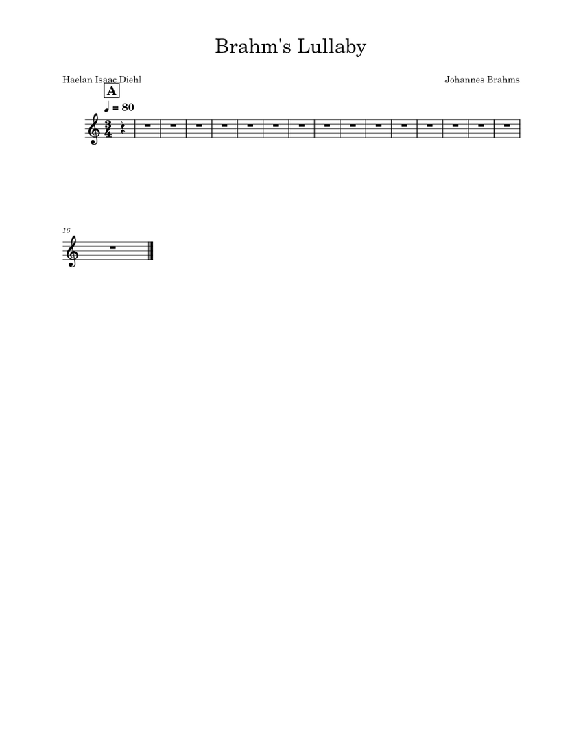 Brahm's Lullaby Sheet music for Piano (Solo) | Musescore.com
