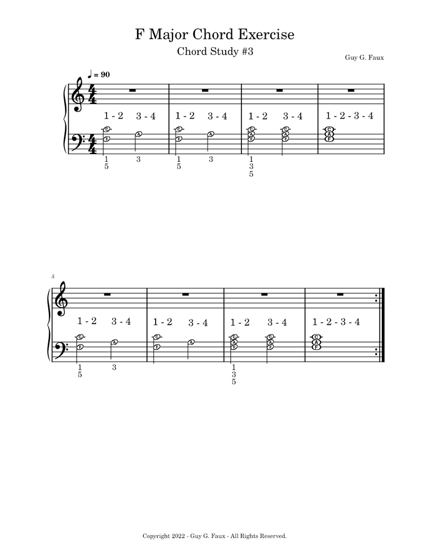 F Major Chord Exercise – Guy G. Faux Sheet music for Piano (Solo) Easy ...