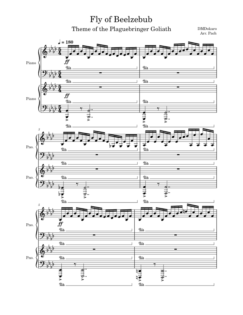 Fly of Beelzebub – DM DOKURO Arr. Pach Sheet music for Piano (Piano Duo ...
