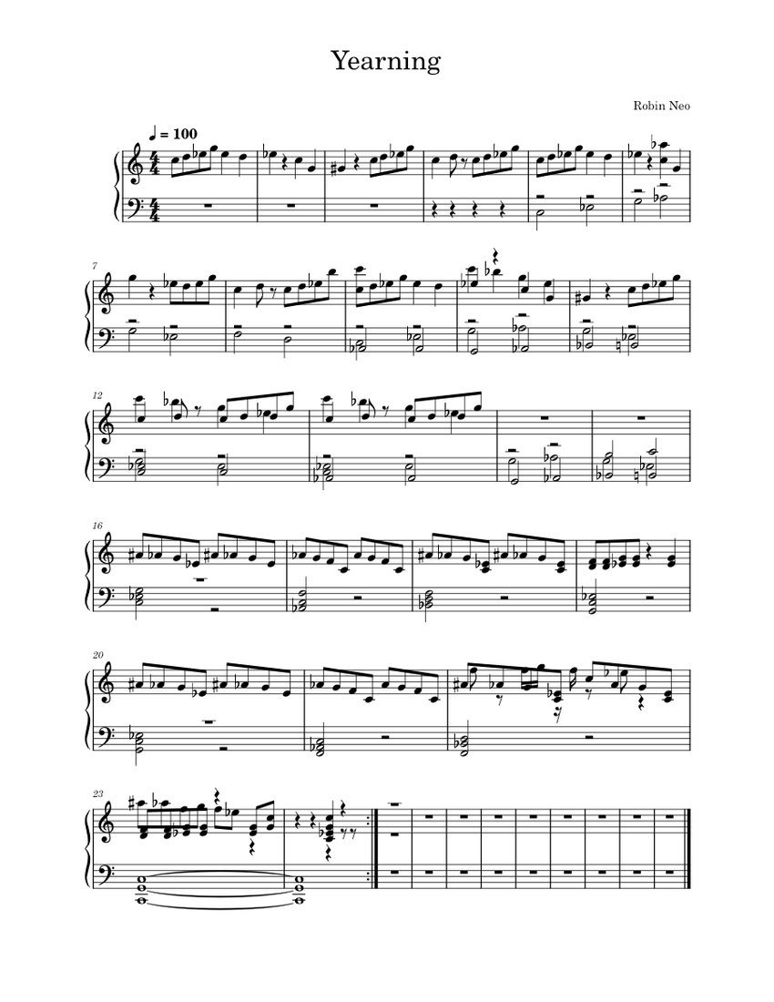 Yearning Sheet music for Piano (Solo) | Musescore.com