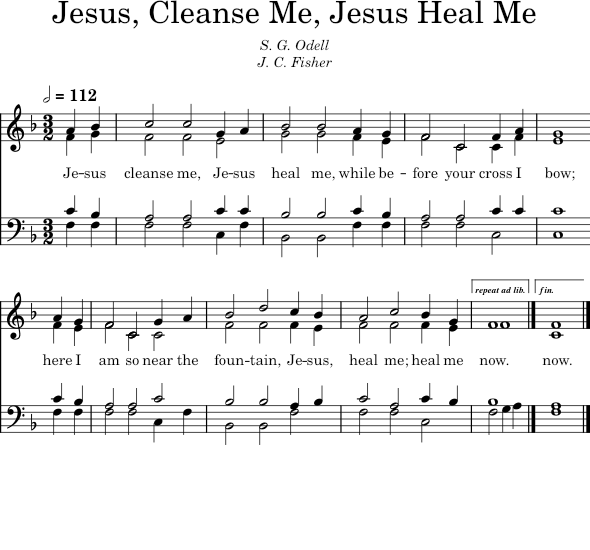 Jesus Cleanse Me HEALING REFRAIN Sheet music for Piano (Piano Duo ...
