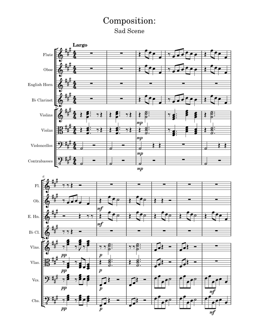Film Music: Sad Scene - Jaydyn Sheet music for Flute, Oboe, Clarinet in ...