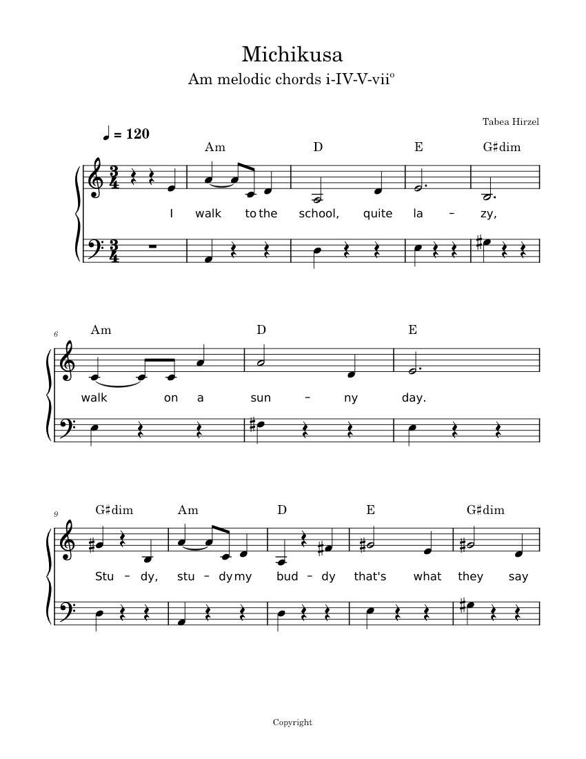 Michikusa – Tabea Hirzel Michikusa_Level_4 Sheet Music with Chords for ...