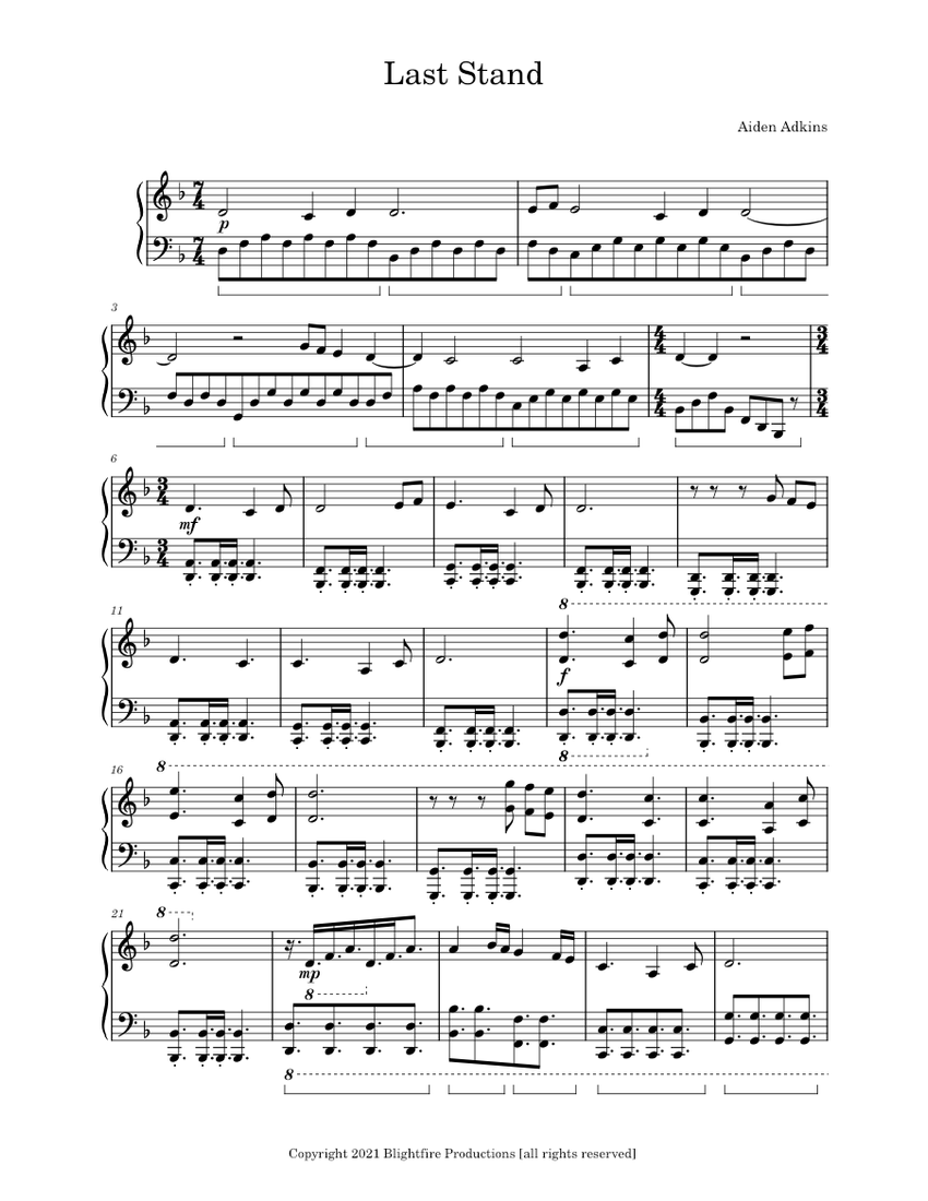Last Stand Sheet music for Piano (Solo) | Musescore.com