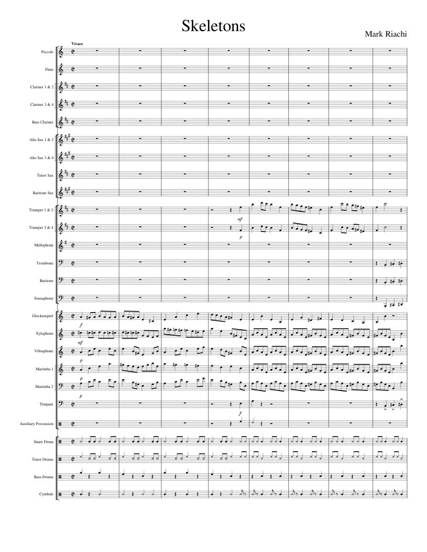Skeletons Sheet music for Trombone, Tuba, Flute piccolo, Flute & more ...