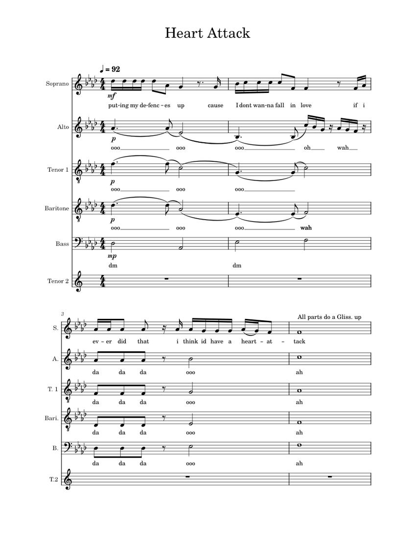 Heart attack – Demi Lovato Acappella Arrangment Sheet Music for Piano ...