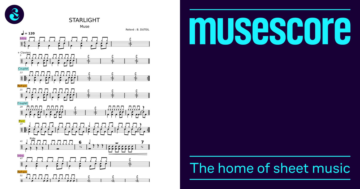 Muse - Starlight Sheet music for Drum group (Solo) | Musescore.com