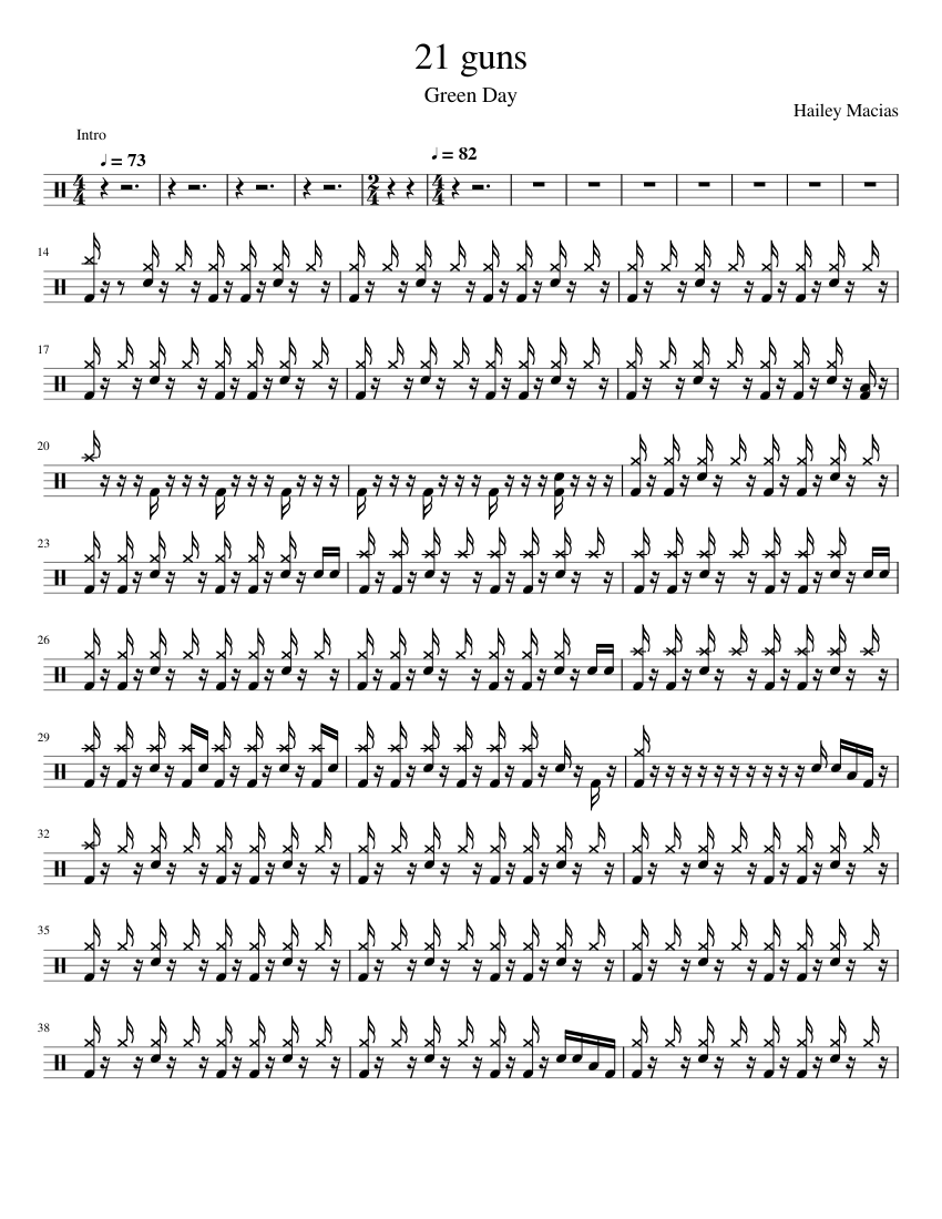 21 guns Sheet music for Drum group (Solo) | Musescore.com
