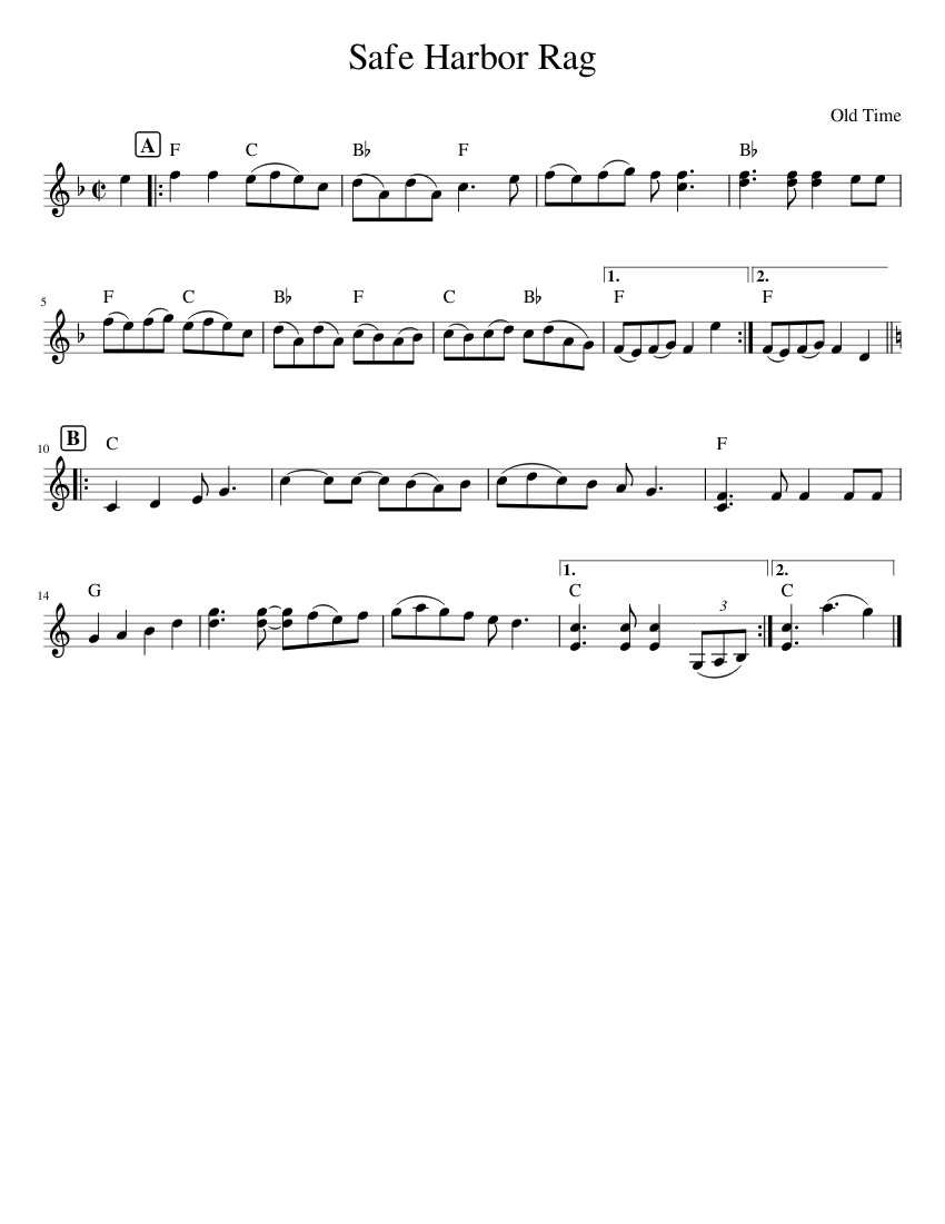 Safe Harbor Rag Sheet music for Violin (Solo) | Musescore.com