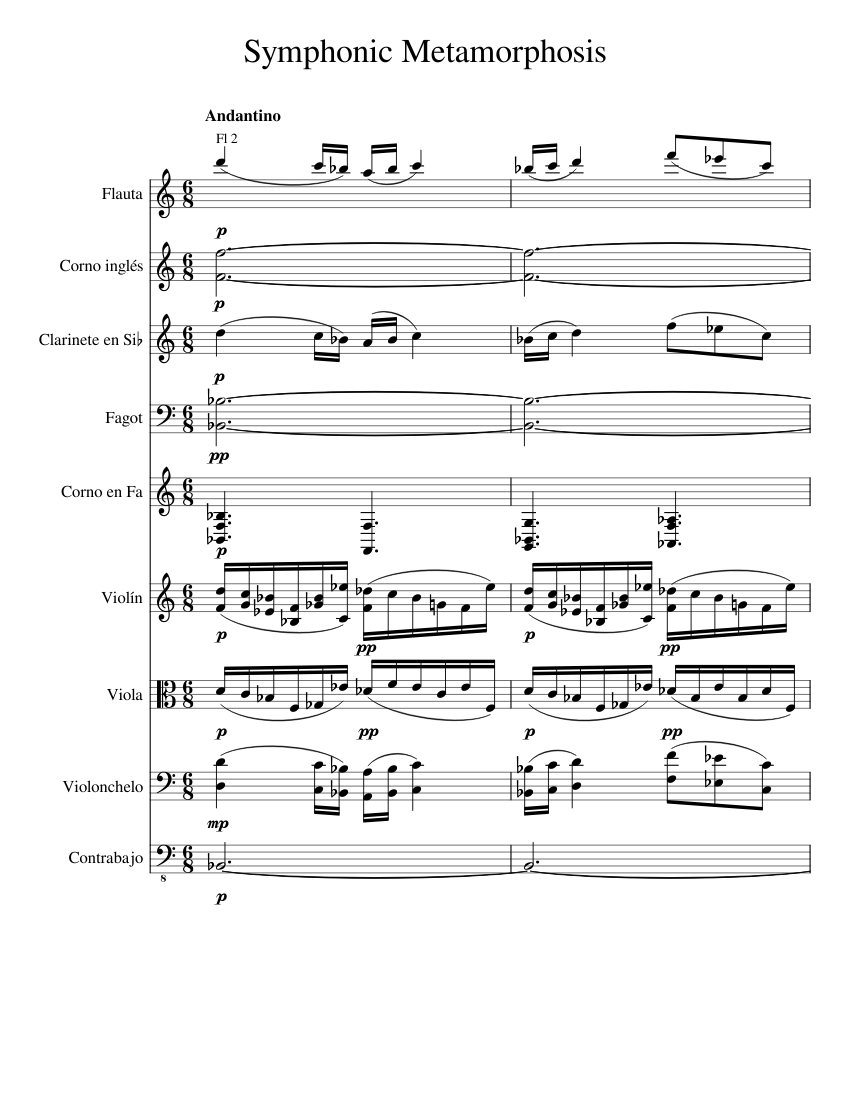 Symphonic Metamorphosis Sheet Music for Flute, Oboe, Clarinet in b-flat ...