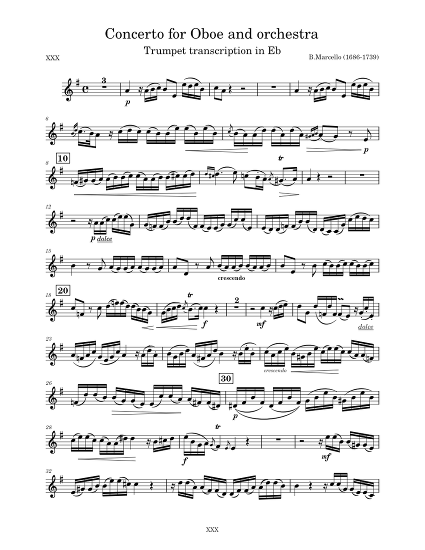 Concerto for Oboe and orchestra Sheet music for Cornet (Solo ...