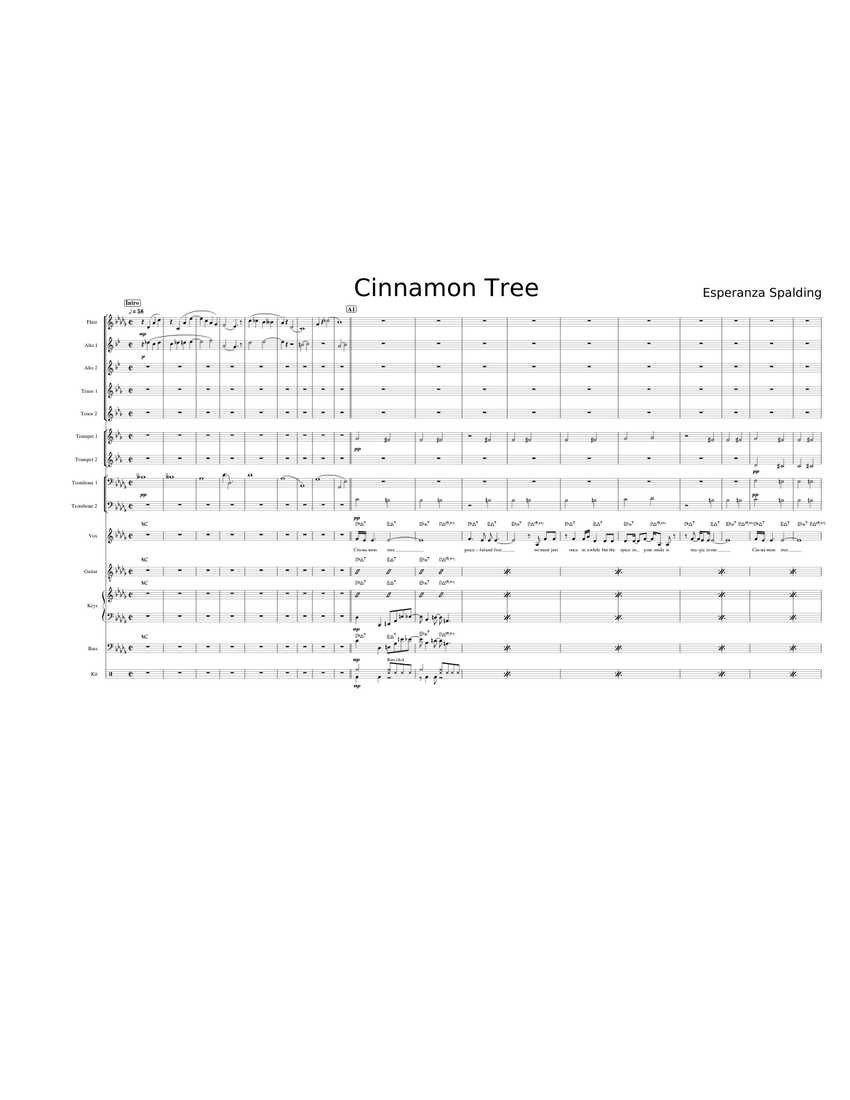 Cinnamon Tree – Esperanza Spalding (Arr. for Big Band) Sheet Music with ...