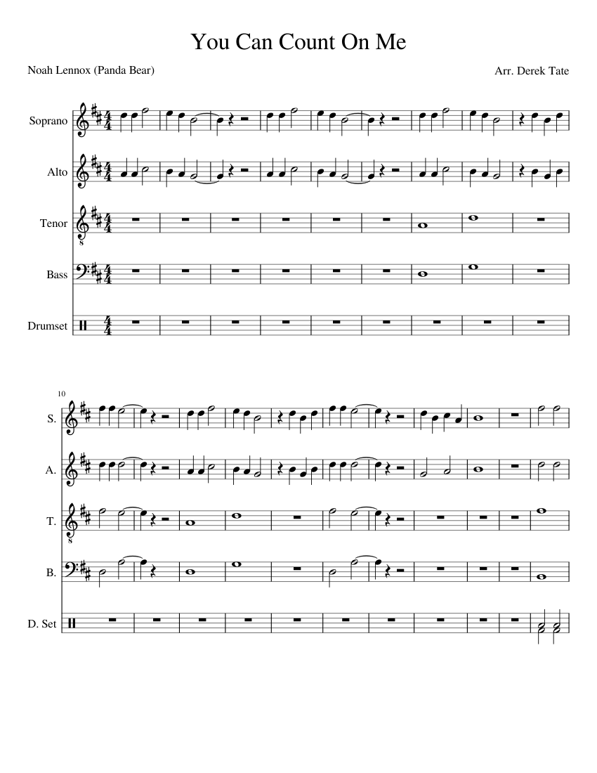 You Can Count On Me Sheet music for Soprano, Alto, Tenor, Bass voice ...