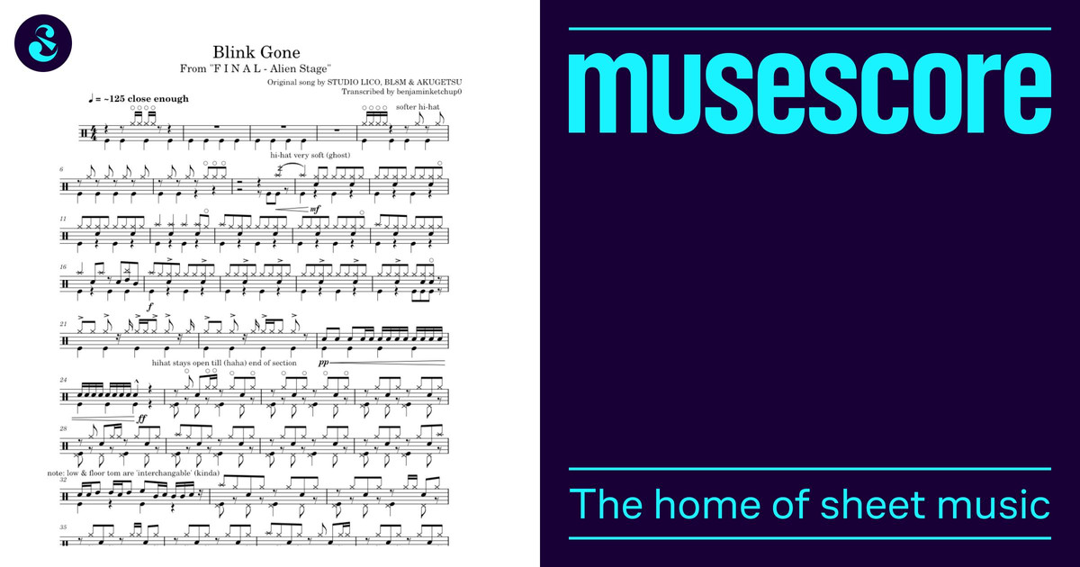 Blink Gone | 에이스테 (ALIEN STAGE) - Drums Sheet Music for Drum group ...
