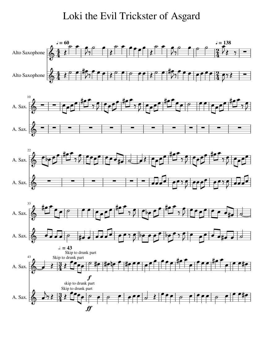 Loki the Evil Trickster of Asgard Sheet music for Saxophone alto ...