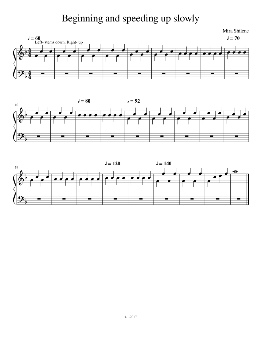 Beginning and speeding up slowly - piano tutorial