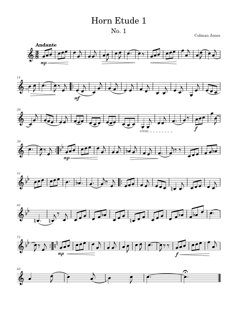 Horn_Etude_1 Sheet music for French horn (Solo) | Musescore.com