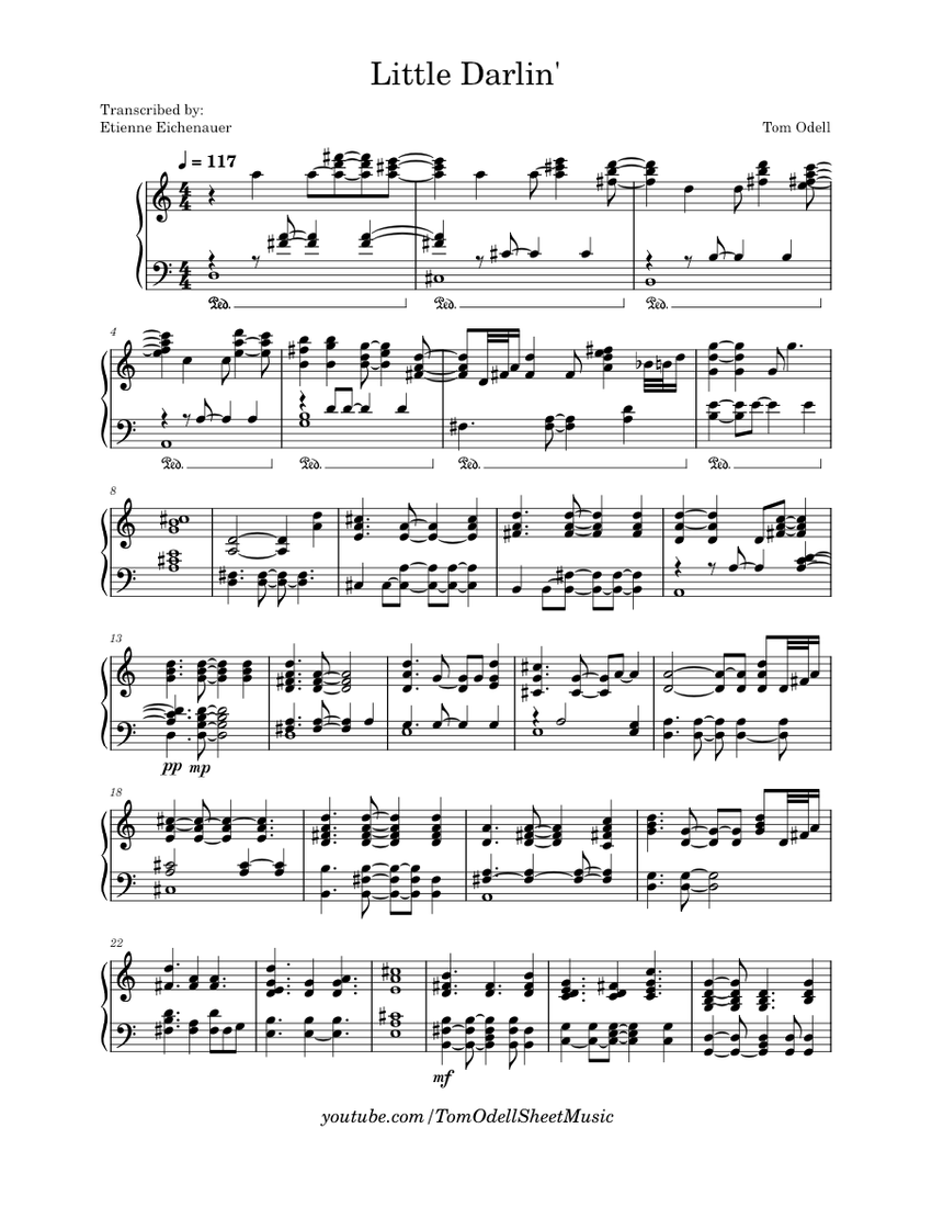 Tom Odell - Little Darlin Sheet music for Piano (Solo) | Musescore.com