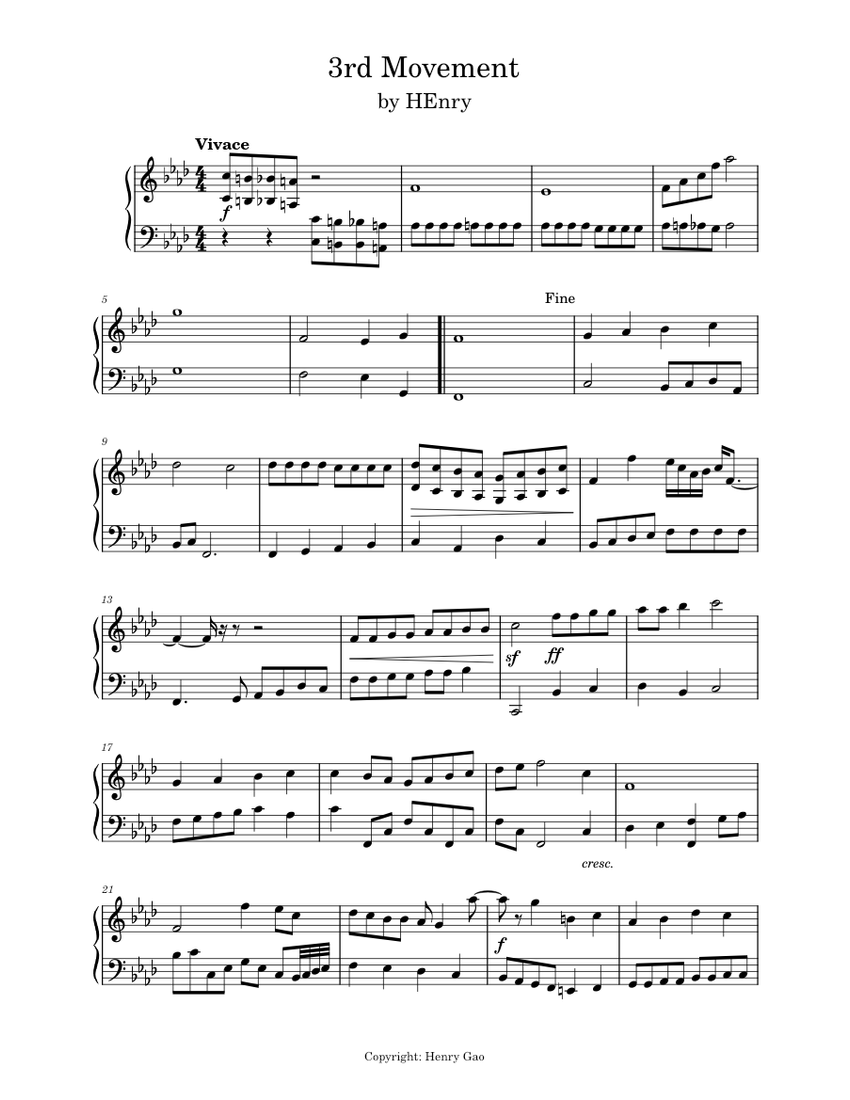 movement 3 Sheet music for Piano (Solo) | Musescore.com