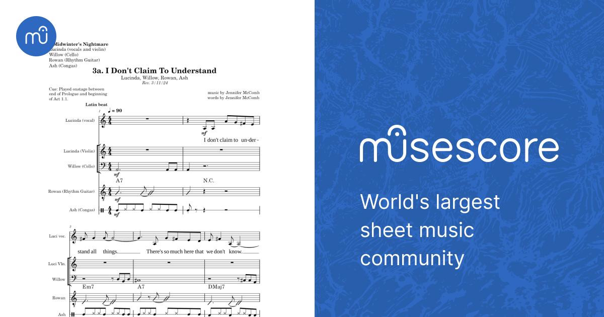 3a. I Don't Claim To Understand (Interlude) Sheet Music for Violin ...