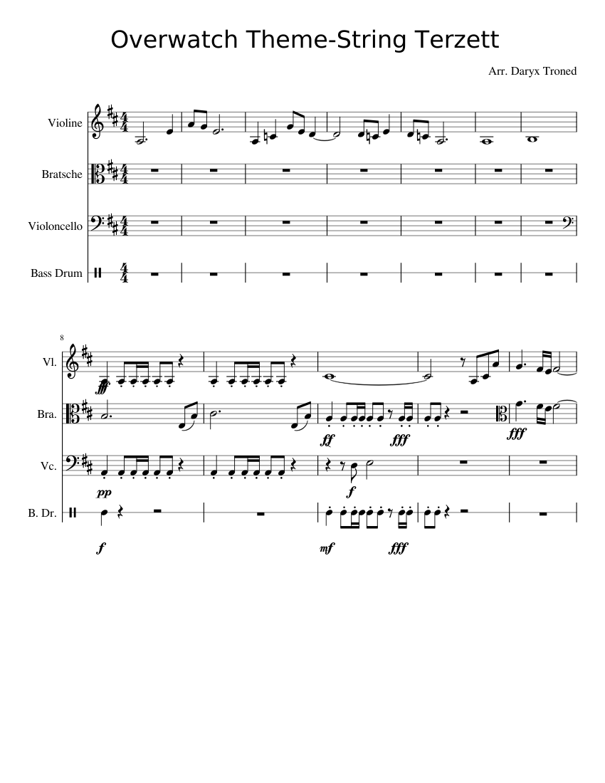 Overwatch Theme String Terzett (D-Major) Sheet music for Violin, Viola ...