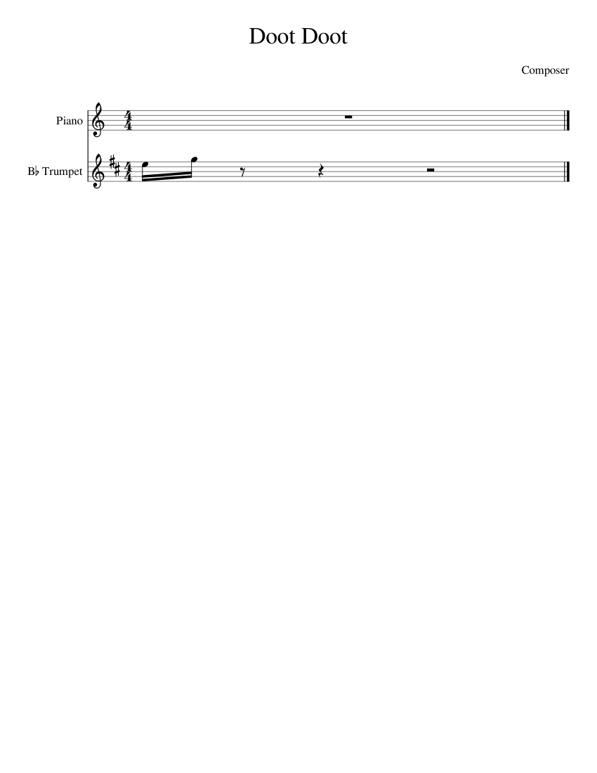 Doot Doot Sheet Music for Piano, Trumpet in b-flat (Solo) | MuseScore.com