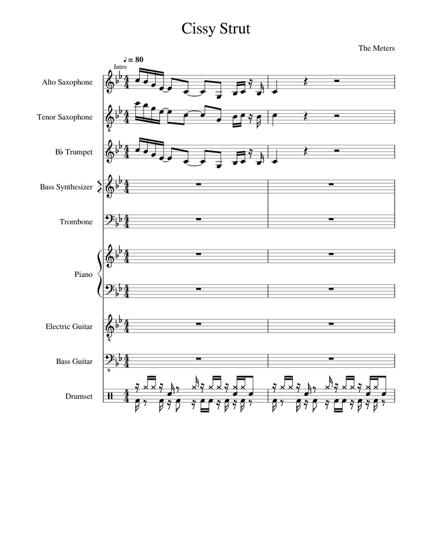 Cissy Strut Sheet Music for Piano, Trombone, Saxophone alto, Saxophone ...