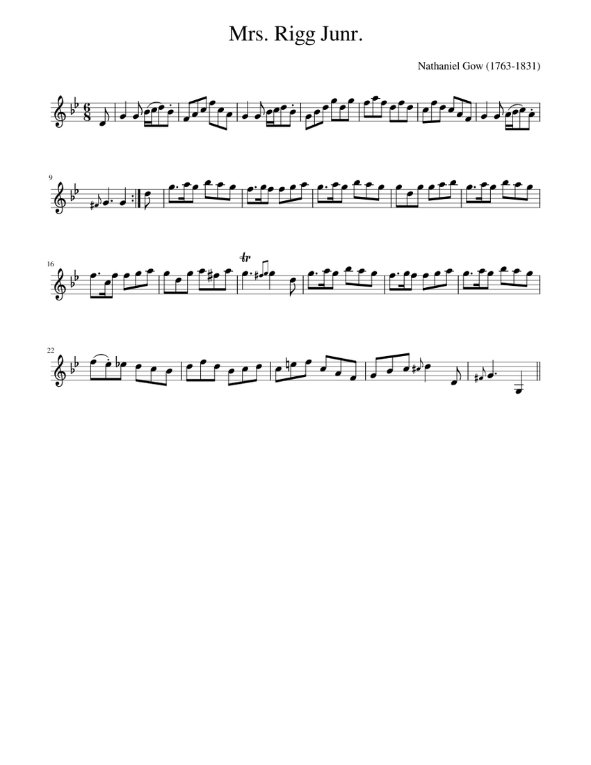 Nathaniel Gow - Mrs. Rigg Junr. Sheet music for Piano (Solo ...