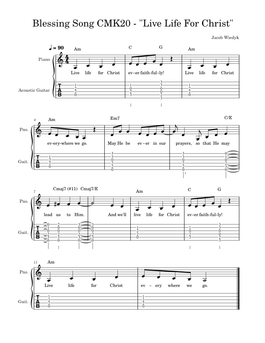 Blessing Song CMK20 Sheet music for Piano, Guitar (Mixed Duet ...