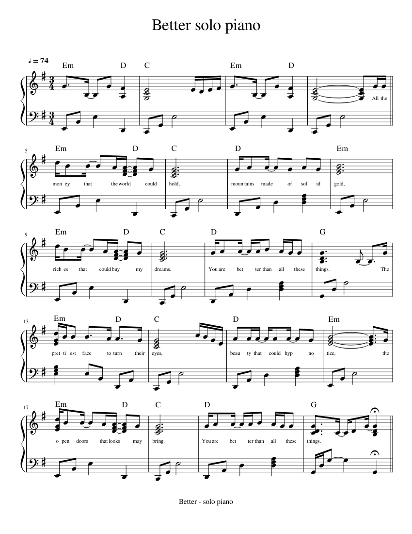 Better Sheet Music for Piano (Solo) | MuseScore.com