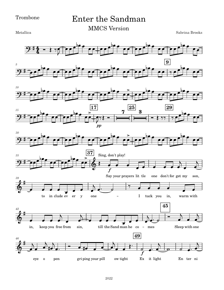 Enter_the_Sandman-Trombone - piano tutorial