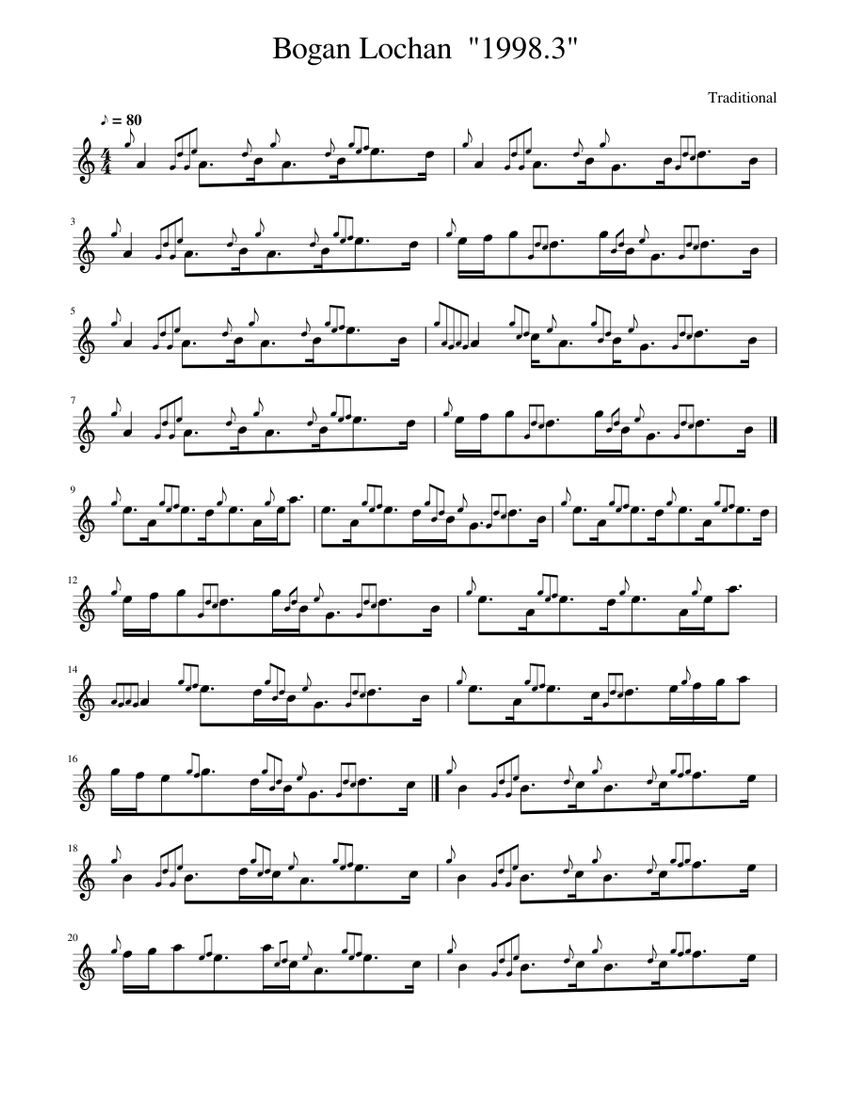 Traditional music - Bogan Lochan "1998.3" Sheet music for Piano (Solo ...