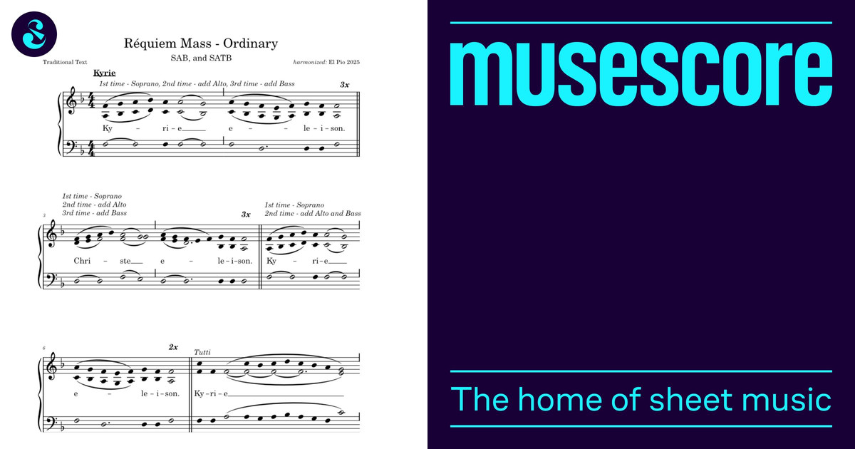 Requiem Mass - Gregorian Chant – SATB Sheet Music for Organ (Solo ...