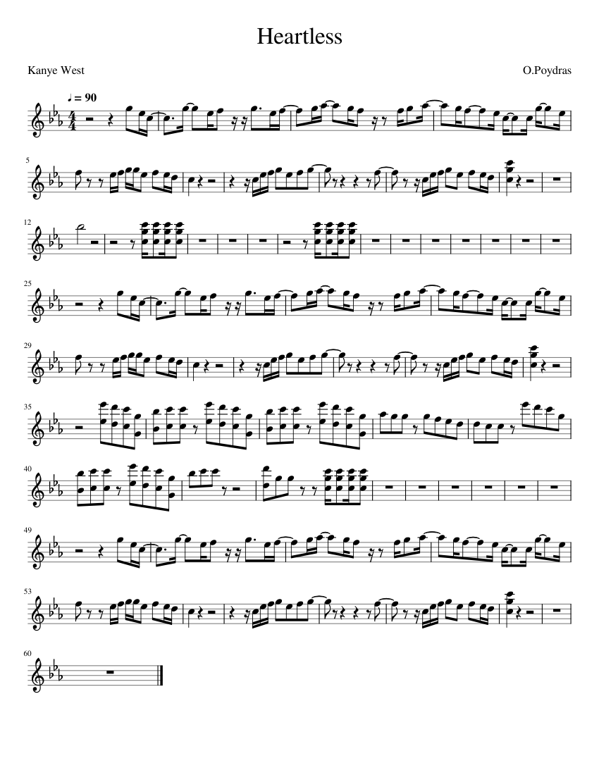 Heartless baritone Sheet music for Piano (Solo) | Musescore.com