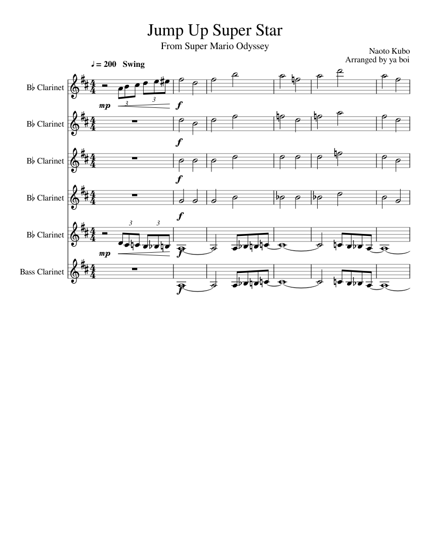 Jump Up Super Star for Clarinet Ensemble Sheet Music for Clarinet in b ...
