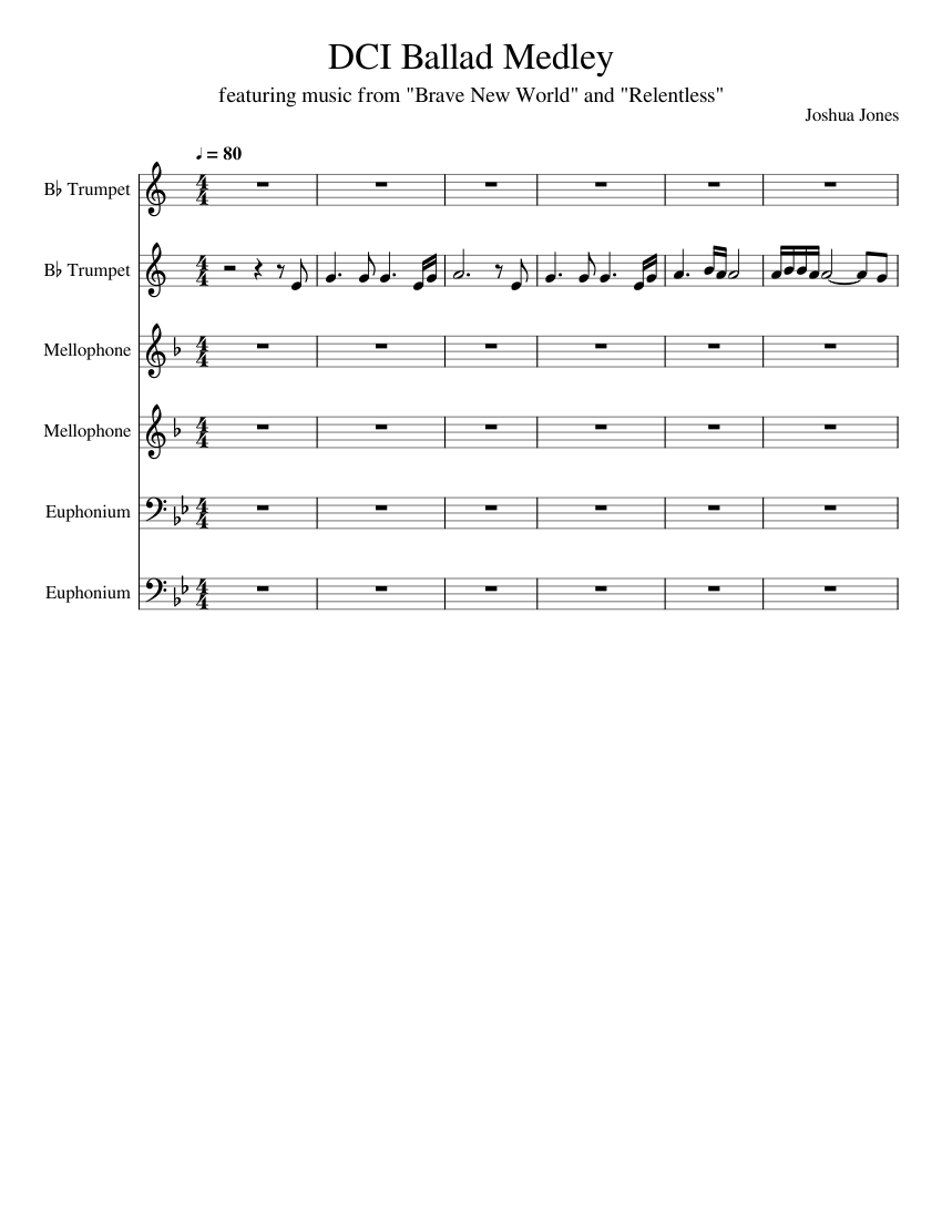 DCI Ballad Medley (WIP) Sheet music for Euphonium, Mellophone, Trumpet ...