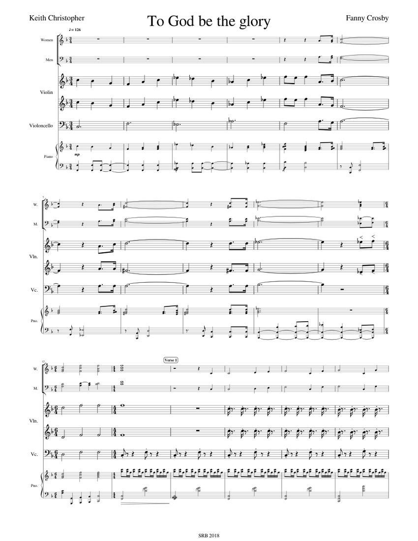 To God be the glory mscz Sheet Music for Piano, Female, Male, Violin ...