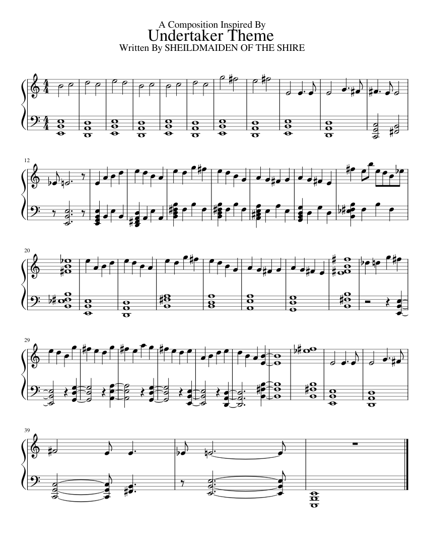 The Undertaker Theme Sheet music for Piano (Solo) | Musescore.com