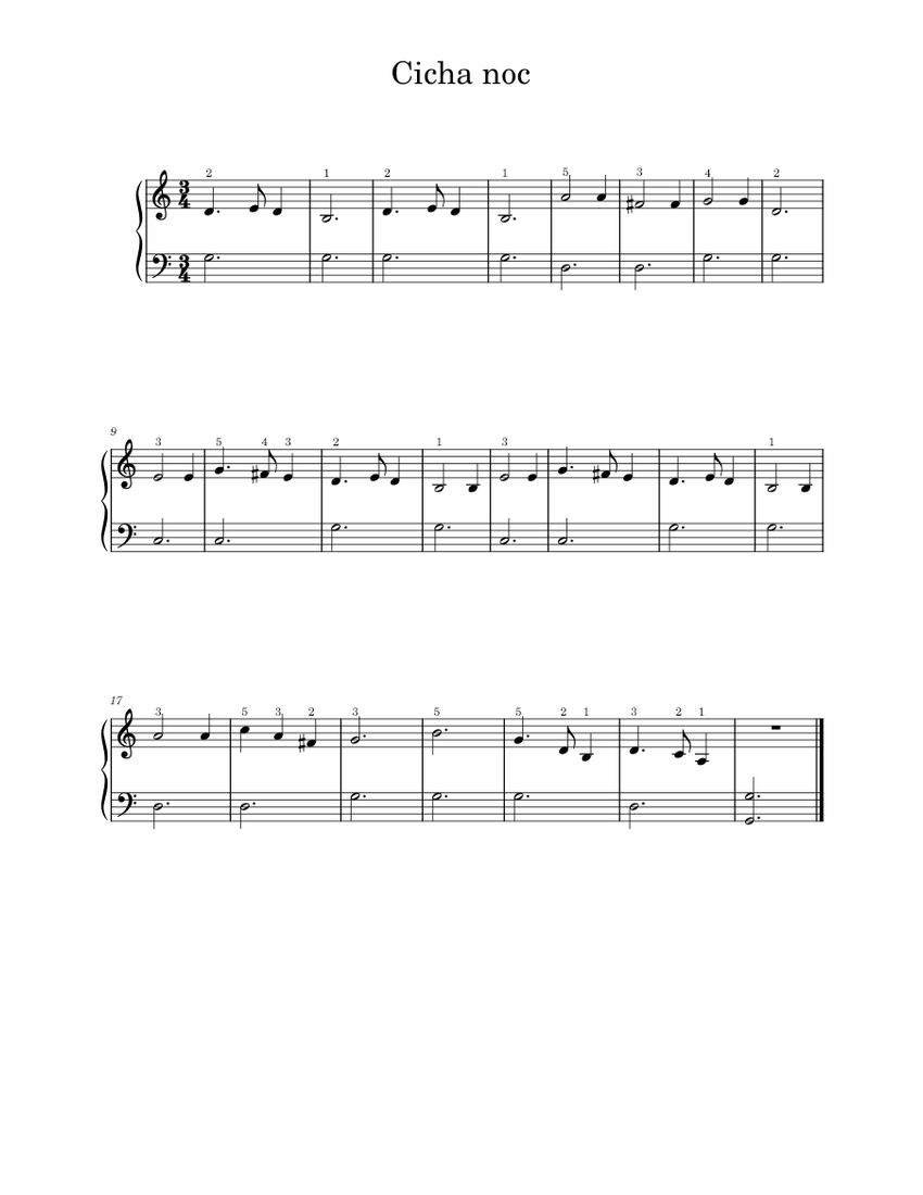 Cicha noc Sheet music for Piano (Piano Duo) Easy | Musescore.com