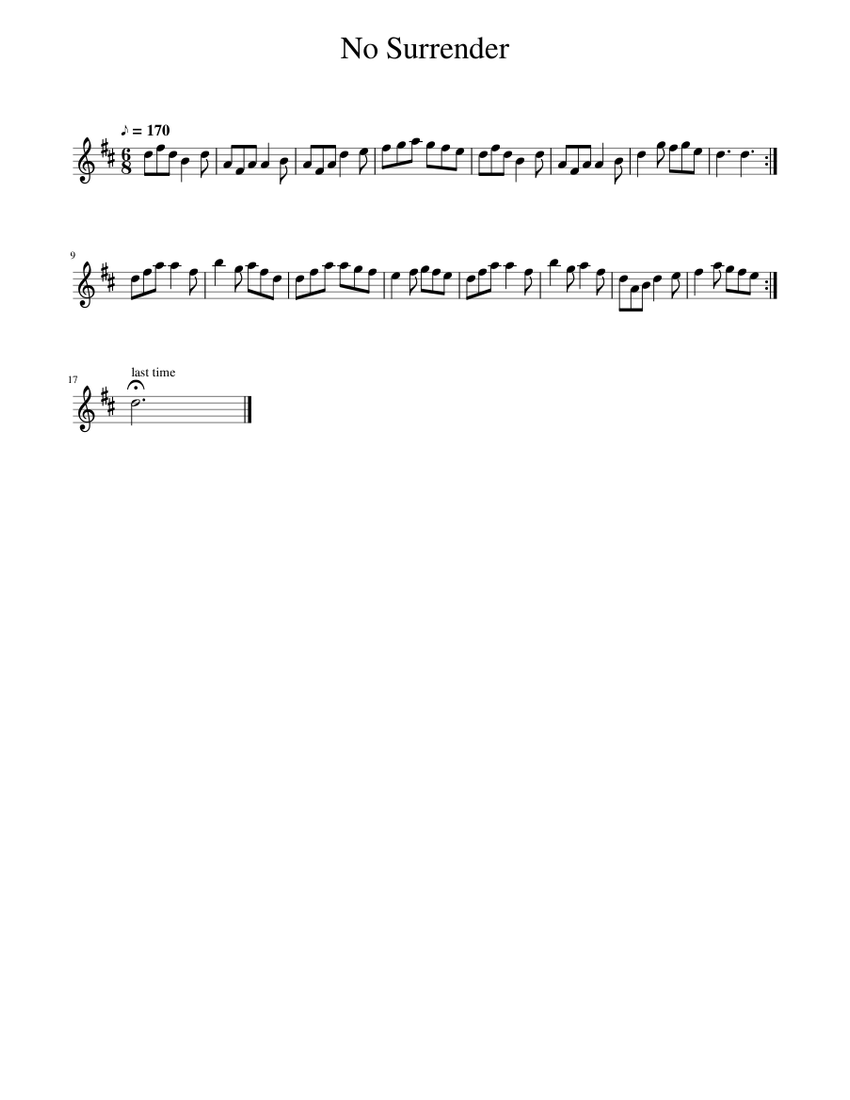No Surrender Sheet music for Piano (Solo) Easy | Musescore.com