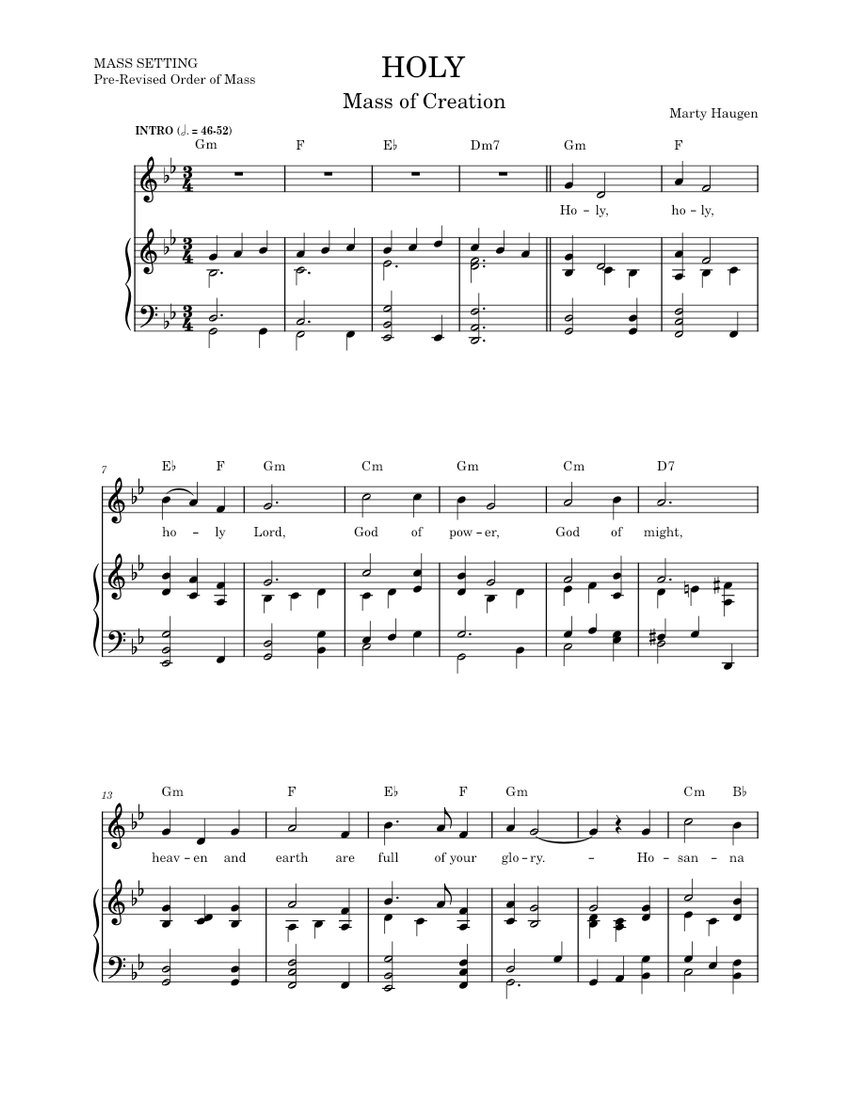 Pre-revised Mass Of Creation – Marty Haugen Sheet Music with Chords for ...